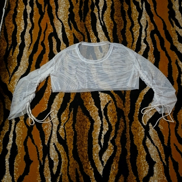 Matte Collection | Swim | Matte Collection White Long Sleeve Swim Mesh ...